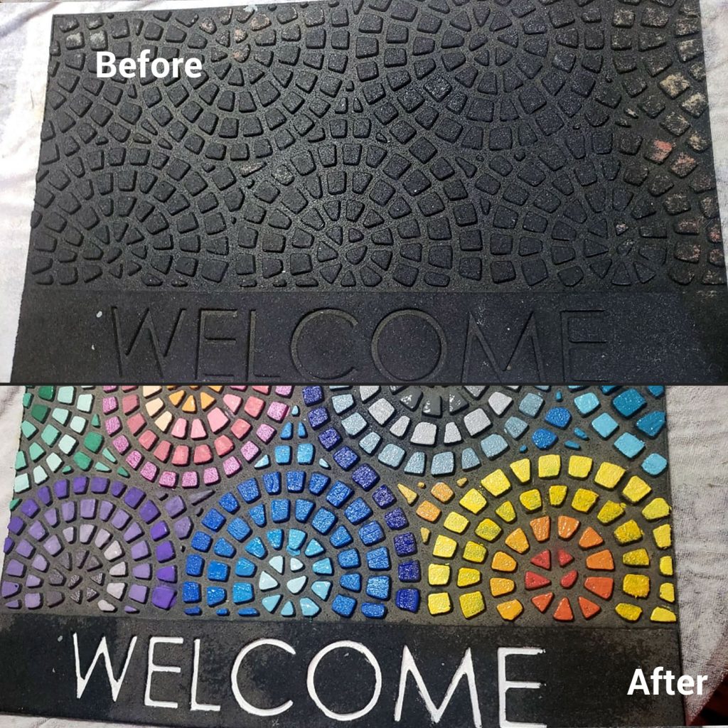 Paint an Old Outdoor Welcome Mat and Make it New Again!
